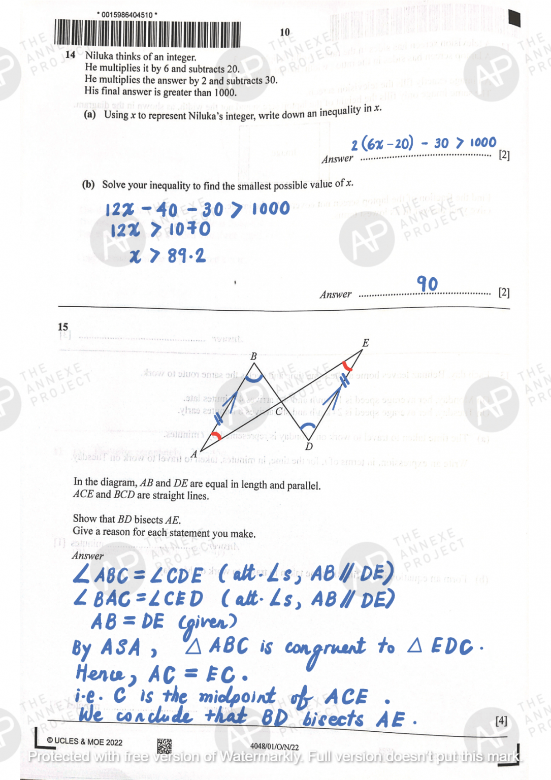 2022 O-LEVEL E MATH PAPER 1 SOLUTION - The Annexe Project - Educational ... 2022 O-LEVEL E MATH PAPER 1 SOLUTION - The Annexe Project - Educational ...